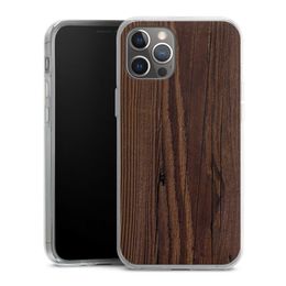 DeinDesign iPhone 12 Pro Max Handy Silikon H&uuml;lle Case transparent Handyh&uuml;lle Wooden Look Wood Nut Tree Silikon Case