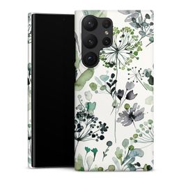 DeinDesign Galaxy S23 Ultra Handy Premium Case Smartphone Handyh&uuml;lle Schutzh&uuml;lle gl&auml;nzend Flowers Water Colour Eukalyptus Premium Case