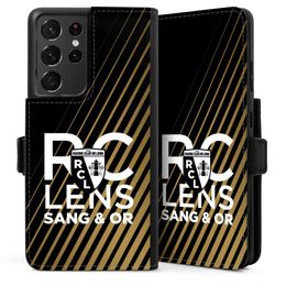 DeinDesign Galaxy S21 Ultra 5G Handy Klapph&uuml;lle Handyh&uuml;lle aus Kunst Leder schwarz Flip Case Racing Club De Lens Rcl Rc Lens Sideflip mit Lasche