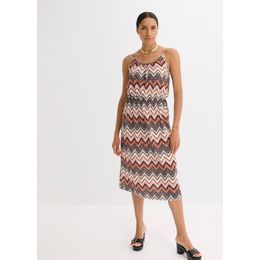 bonprix bedrucktes Tr&auml;gerkleid, wei&szlig;, Gr.48/50 (XL), modisch bedrucktes Jerseykleid in Midil&auml;nge mit verstellbaren Spaghetti-Tr&auml;gern