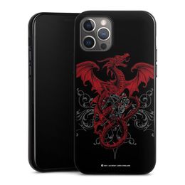DeinDesign iPhone 12 Pro Handy Silikon H&uuml;lle Case schwarz Handyh&uuml;lle Red Dragon Gothic