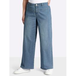 Stretch-Jeans sheego, Damen, Gr. 40, Normalgr&ouml;&szlig;en, blau, bleached, 99% Baumwolle, 1% Elasthan, unifarben, lang, Jeans