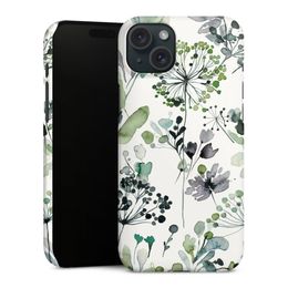 DeinDesign iPhone 15 Plus Handy Premium Case Smartphone Handyh&uuml;lle Schutzh&uuml;lle gl&auml;nzend Flowers Water Colour Eukalyptus Premium Case