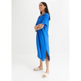 bonprix Blusenkleid mit Taschen, blau, Gr.50, Flie&szlig;endes Blusenkleid in trendiger Farbe, aus Viskose