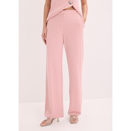 bonprix Marlenehose, rosa, Gr.46, weit geschnittene Marlenehose aus leicht strukturiertem Jersey mit Gummibund