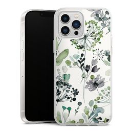 DeinDesign iPhone 13 Pro Max Handy Silikon H&uuml;lle Case transparent Handyh&uuml;lle Flowers Water Colour Eukalyptus Silikon Case