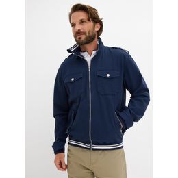 bonprix &Uuml;bergangsjacke in Regular Fit, blau, Gr.44/46 (S), Sportliche Jacke im Regular Fit mit stylischem Stehkragen und Klappentaschen sowie coolen Metall-Details, 98% Baumwolle
