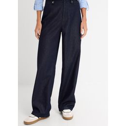 bonprix Loose Straight-Jeans High Waist, blau, Gr.54, Loose Straight-Jeans High Waist, 66% Baumwolle