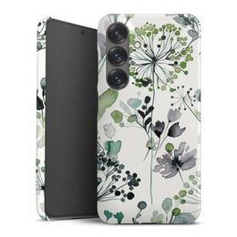 DeinDesign Galaxy S25 Handy Premium Case Smartphone Handyh&uuml;lle Schutzh&uuml;lle gl&auml;nzend Flowers Water Colour Eukalyptus Premium Case