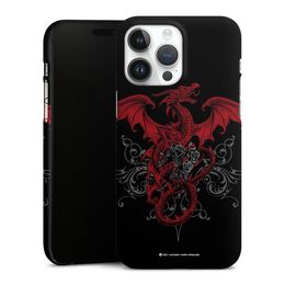 DeinDesign iPhone 14 Pro Max Handy Premium Case Smartphone Handyh&uuml;lle Schutzh&uuml;lle matt Red Dragon Gothic Premium Case