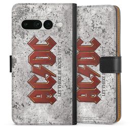 DeinDesign Google Pixel 7 Pro Handy Klapph&uuml;lle Handyh&uuml;lle aus Kunst Leder schwarz Flip Case Merchandise Acdc Logo Sideflip mit langer Lasche