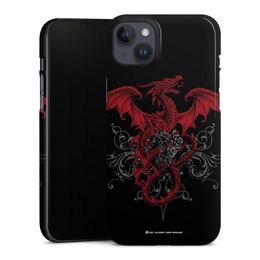 DeinDesign iPhone 14 Plus Handy Premium Case Smartphone Handyh&uuml;lle Schutzh&uuml;lle gl&auml;nzend Red Dragon Gothic Premium Case