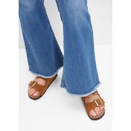 bonprix Pantoletten aus Veloursleder, braun, Gr.37, Zeitlose Pantolette aus Leder, aus Veloursleder