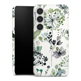 DeinDesign Galaxy S23 Handy Premium Case Smartphone Handyh&uuml;lle Schutzh&uuml;lle matt Flowers Water Colour Eukalyptus Premium Case