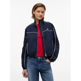 Blouson Tommy Jeans "TJW NYLON PIPING JACKET", Damen, Gr. L (42/44), schwarz night navy, Web, Obermaterial: 100% Nylon, kontrastfarbene Details, unifarben, regular fit h&uuml;ftlang, elastischer Bund, Jacken Blouson, mit kontrastfarbener Paspelierung