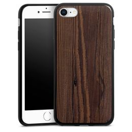 DeinDesign iPhone SE (2022) Handy Slim Case extra d&uuml;nn Silikon Handyh&uuml;lle schwarz H&uuml;lle Wooden Look Wood Nut Tree Silikon Slim Case