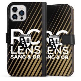 DeinDesign iPhone 13 Pro Max Handy Klapph&uuml;lle Handyh&uuml;lle aus Kunst Leder schwarz Flip Case Racing Club De Lens Rcl Rc Lens Sideflip mit langer Lasche