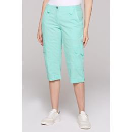 Shorts SOCCX, Damen, Gr. L, Normalgr&ouml;&szlig;en, blau (aqua splash), Popeline, Material: 98% Baumwolle, 2% Elasthan, unifarben, regular fit knielang, Hosen Shorts, mit aufgesetzten Taschen vorne