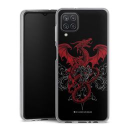 DeinDesign Galaxy A12 Handy Silikon H&uuml;lle Case transparent Handyh&uuml;lle Dragon Red Gothic Silikon Case