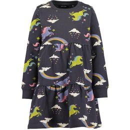 Sweatkleid Blue Seven, M&auml;dchen, Gr. 92, N-Gr, grau (dunkelgrau), angeraute Sweatware, Obermaterial: 100% Baumwolle, bedruckt, regular fit knieumspielend, Rundhals, Rippb&uuml;ndchen, Kleider Sweatkleid, in unterschiedlichen Passformen