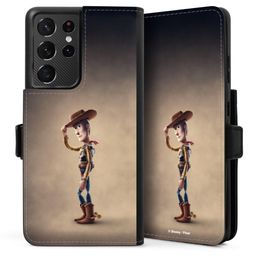 DeinDesign Galaxy S21 Ultra 5G Handy Klapph&uuml;lle Handyh&uuml;lle aus Kunst Leder schwarz Flip Case Disney Pixar Toy Story Woody Sideflip mit Lasche