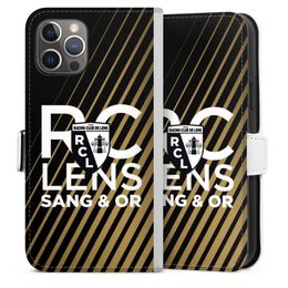 DeinDesign iPhone 12 Pro Handy Klapph&uuml;lle Handyh&uuml;lle aus Kunst Leder wei&szlig; Flip Case Racing Club De Lens Rcl Rc Lens Sideflip mit Lasche