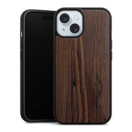 DeinDesign iPhone 15 Handy Gallery Case Handyh&uuml;lle 9H Geh&auml;rtetes Glas R&uuml;ckseite H&uuml;lle Wooden Look Wood Nut Tree Gallery Case