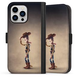 DeinDesign iPhone 13 Pro Handy Klapph&uuml;lle Handyh&uuml;lle aus Kunst Leder schwarz Flip Case Disney Pixar Toy Story Woody Sideflip mit Lasche