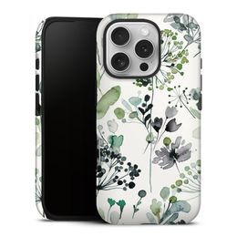 DeinDesign iPhone 16 Pro Handy Panzer Handyh&uuml;lle robuste Outdoor H&uuml;lle Schutzh&uuml;lle gl&auml;nzend Flowers Water Colour Eukalyptus Tough Case