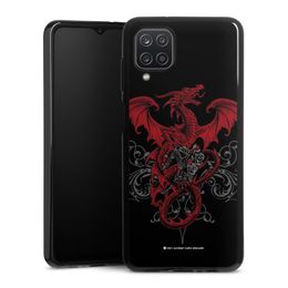 DeinDesign Galaxy A12 Handy Silikon H&uuml;lle Case schwarz Handyh&uuml;lle Dragon Red Gothic