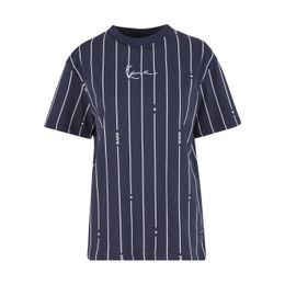 T-Shirt Karl Kani "Karl Kani Signature Pinstripe Os T-Shirt", Damen, Gr. M, blau, 100% Baumwolle, bedruckt, normal, Rundhals, Shirts T-Shirt