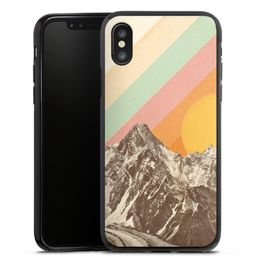 DeinDesign iPhone X Handy Silikon H&uuml;lle Case schwarz Handyh&uuml;lle Sunshine Mountain Retro