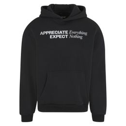 Kapuzensweatshirt "Upscale by Mister Tee Appreciate & Respect Fluffy Hoody", Herren, Gr. L, schwarz, 70% Baumwolle, 30% Polyester, UPSCALE BY MISTER TEE, bedruckt, Sweatshirts
