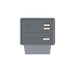 Renz Mauerdurchwurf Briefkasten in RAL 30 cm Breite mit Sprechsieb (26,5 - 41 cm Tiefe) Stahl - mit Alu-Profilrahmen, aufklappbar in RAL 7012- auf 