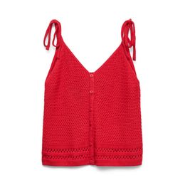 V&eacute;ro Moda Stricktop VERO MODA "VMSALTY SANDS SL TOP SE", Damen, Gr. L, poinsettia, Strick, Obermaterial: 100% Baumwolle, unifarben, normal, V-Ausschnitt, Tops Stricktop, Baumwolle