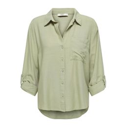 Jacqueline de Yong Hemdbluse JDY "JDYCAYA LINEN LOOSE L/S SHIRT WVN DIA", Damen, Gr. L, laurel oak, Web, Obermaterial: 90% Viskose, 10% Leinen, unifarben, regular fit h&uuml;ftbedeckend, Blusen Hemdbluse, mit Leinen