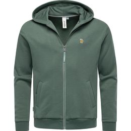 Sweatjacke Ragwear "Natten EMB", Herren, Gr. S (48), gr&uuml;n, Material: 70% Baumwolle, 30% Polyester, Basic, l&auml;ssig geschnitten h&uuml;ftbedeckend, hoch geschlossener Ausschnitt, &Auml;rmel ohne &Auml;rmelschlitz B&uuml;ndchen, Sweatjacken Sweatjacke, Weiche Herren Kapuzenjacke mit Stickerei
