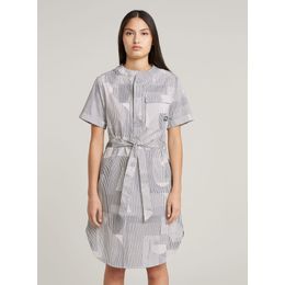 G-Star Raw Bodykleid G-STAR "Belted Dress Side Slits", Damen, Gr. M, Normalgr&ouml;&szlig;en, petrol raw lines, Obermaterial: 80% Baumwolle, 20% Baumwolle, Kleider