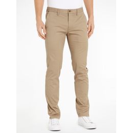 Chinohose Tommy Hilfiger "Chino Bleecker 1985 PIMA CO", Herren, Gr. 34, L&auml;nge 30, beige, Twill, Obermaterial: 96% Baumwolle, 4% Elasthan, normal, Hosen Chinohose