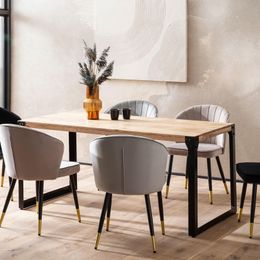 Esszimmertisch FineBuy 120 cm Esstisch Akazie Holz Massiv K&uuml;chentisch Industrial