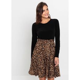 bonprix Minikleid mit Print, schwarz, Gr.44/46 (L), Feminines Minikleid