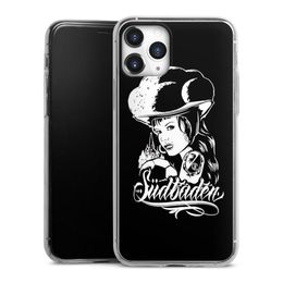 DeinDesign iPhone 11 Pro Handy Slim Case Silikon Handyh&uuml;lle transparent H&uuml;lle extra d&uuml;nn Official Licensed Product Sc Freiburg Woman Silikon Slim Case