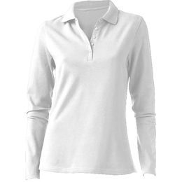 Heine Witt Damen Langarm-Poloshirt in Pikee-Qualit&auml;t, wei&szlig;, Gr&ouml;&szlig;e 36