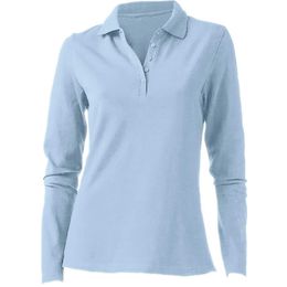 Heine Witt Damen Langarm-Poloshirt in Pikee-Qualit&auml;t, bleu, Gr&ouml;&szlig;e 36