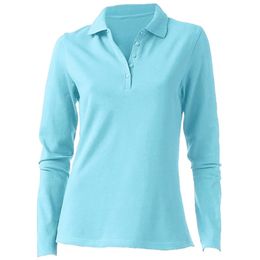 Heine Witt Damen Langarm-Poloshirt in Pikee-Qualit&auml;t, t&uuml;rkis, Gr&ouml;&szlig;e 42