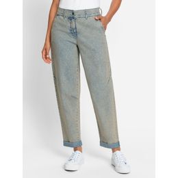 WITT Damen Jeans im Mom-Stil, blue-bleached, Gr&ouml;&szlig;e 36