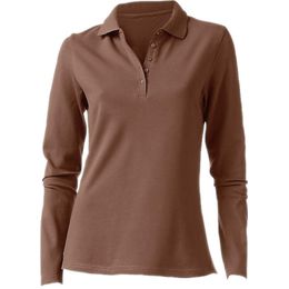 Heine Witt Damen Langarm-Poloshirt in Pikee-Qualit&auml;t, braun, Gr&ouml;&szlig;e 38