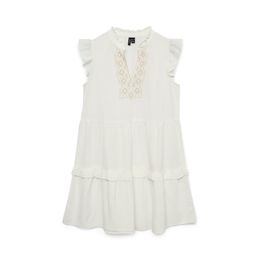 V&eacute;ro Moda Tunikakleid VERO MODA "VMDICTHE EMB SHORT DRESS WVN GA", Damen, Gr. L, N-Gr, snow wei&szlig; detail:pumice stone embroidery, Web, Obermaterial: 100% Baumwolle, bestickt, unifarben, regular fit kurz, V-Ausschnitt, Kleider, Baumwolle, regular fit