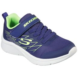 Sneaker Skechers "MICROSPEC", M&auml;dchen, Gr. 29, bunt (navy, limette), Synthetik, Textil, Schuhe Sneaker, mit Kontrastbesatz, Freizeitschuh, Halbschuh, Schn&uuml;rschuh