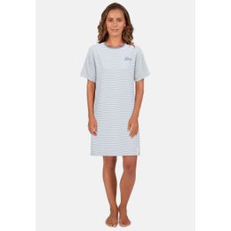 Nachthemd Tom Tailor "Westport", Damen, Gr. 36 (S), N-Gr, blau, Single Jersey, Obermaterial: 95% Baumwolle, 5% Elasthan, bequem kniefrei, Rundhals, Kleider Nachthemd, Streifendesign, Kurzarm, Rundhalsausschnitt, Baumwollmix, atmungsaktiv